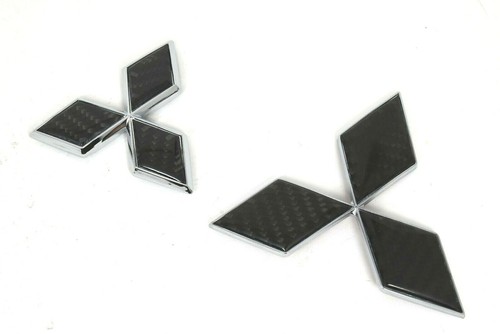 F+R CARBON FIBER CHROME BASE BADGE EMBLEM FOR MITSUBISHI EVOLUTION VIII ...