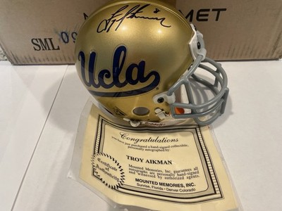 Troy Aikman Signed UCLA Riddell Mini Helmet w/ "8" Inscription Football ...
