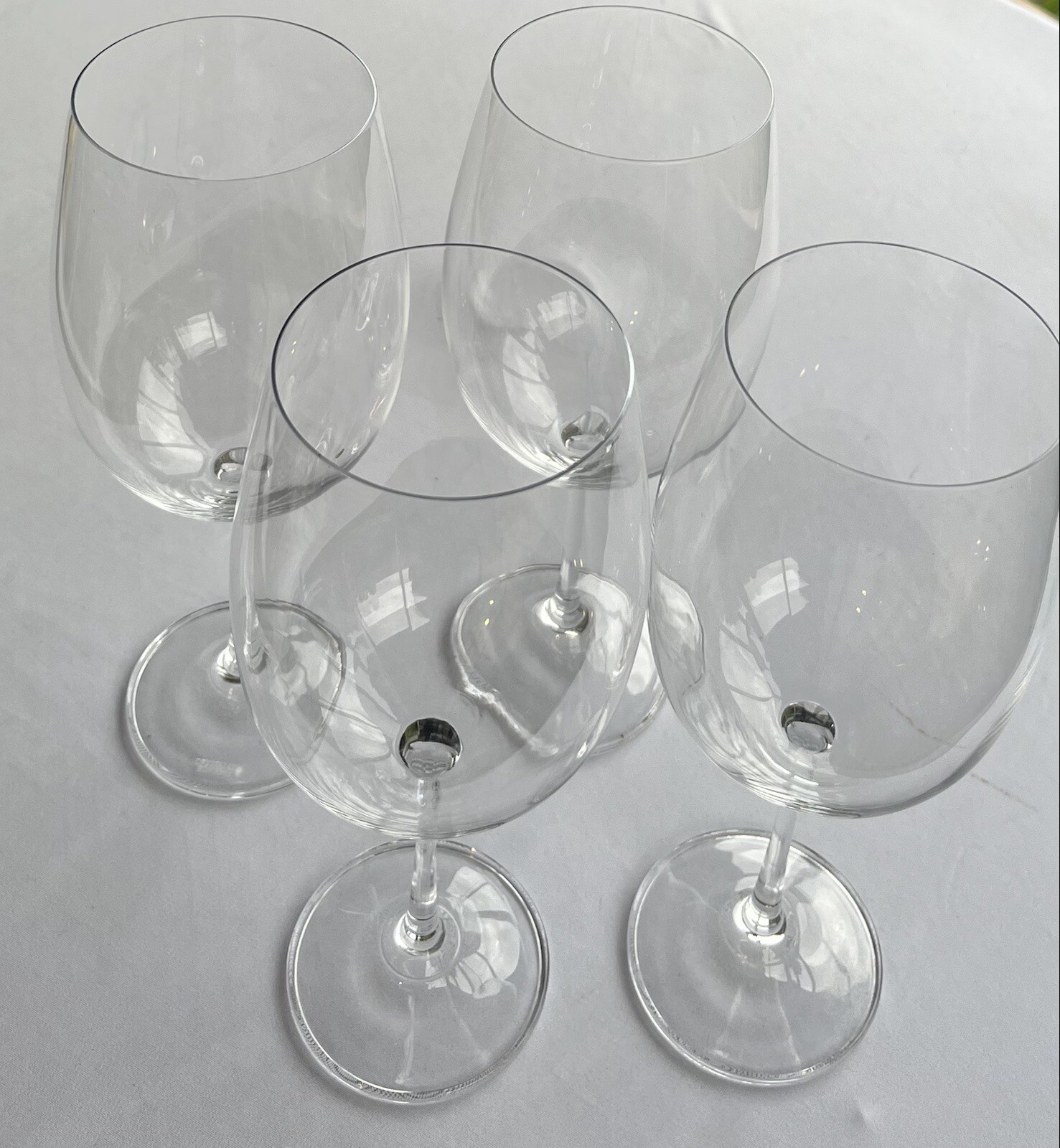 CRYSTALITE BOHEMIA Etched CRYSTAL WATER/ WINE GLASSES 9 1/2" TALL Set 4 ...