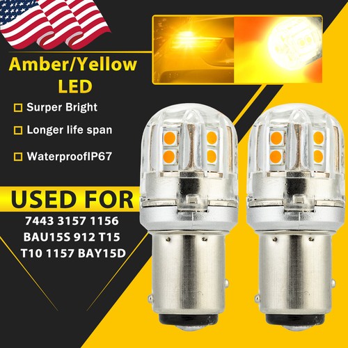 1157 LED Turn Signal Light Bulbs Amber Yellow Anti Hyper Flash CANBUS ...