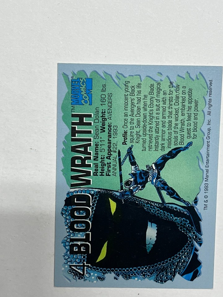 Marvel 1993 Annuals Promo Insert Card #4 BloodWraith | eBay
