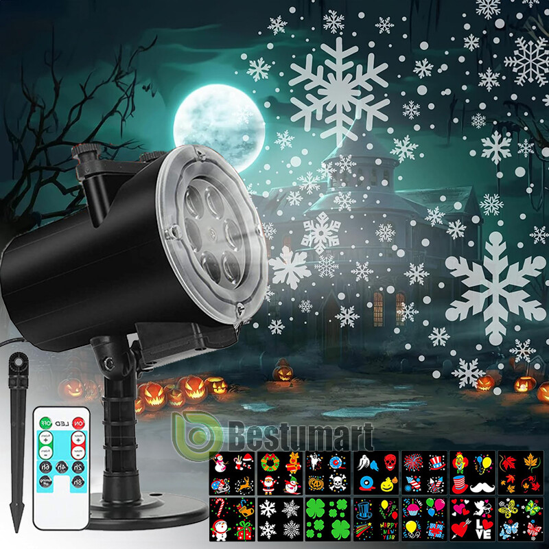 Christmas Snowflake Projector LED Moving Snowfall Laser Light Outdoor ...