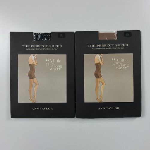 Lot 2 NEW Ann Taylor LARGE Perfect Sheer High Waist Control Top Hose ...
