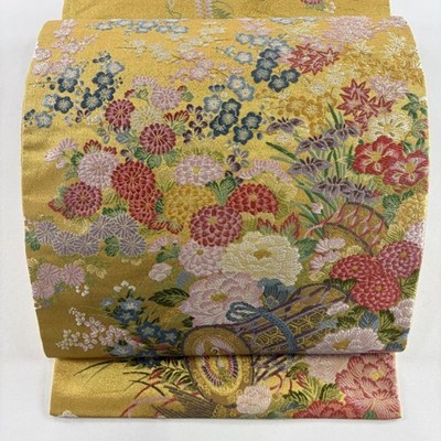 Japanese Silk Fukuro obi Yamato Japanese musical instruments Grass and ...