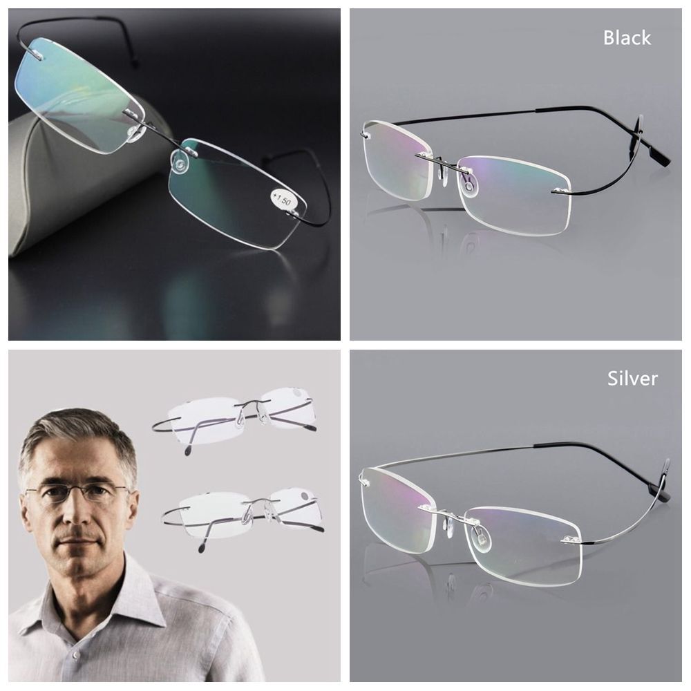 Spectacles Ultralight Unisex Eyeglass Rimless Reading Glasses Memory ...