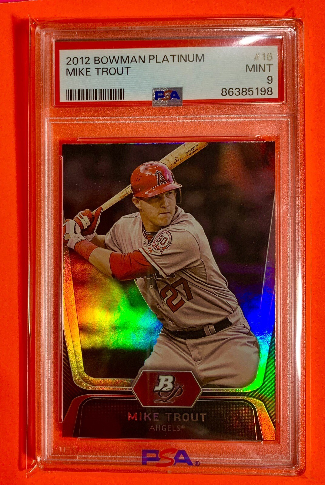 2012 Bowman Platinum #16 Mike Trout 2nd Year Trout Card PSA 9 New Clean ...