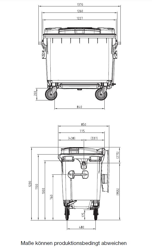 SULO Müllcontainer 660 und 1100 Liter Müllgroßbehälter Mülltonne farbig ...