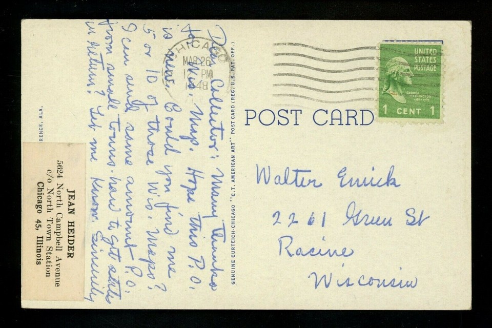 Post Office postcard Alabama AL Decatur flag bushes entrance lamps | eBay