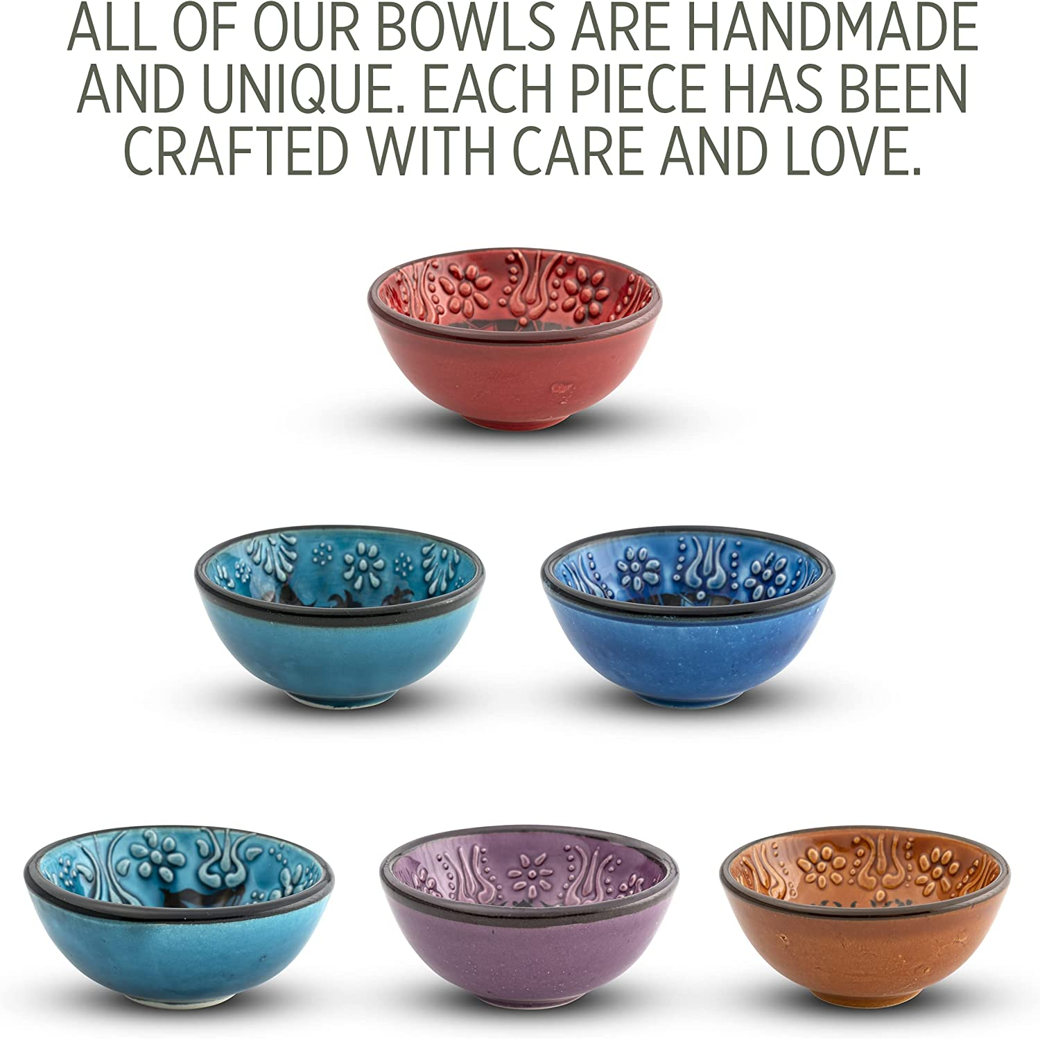 Small Ceramic Bowls Set of 6 | Small Snack Bowls for Tapas, Dessert ...