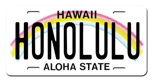 HONOLULU Hawaii Rainbow Vanity Novelty Aluminum Metal License Plate Tag ...