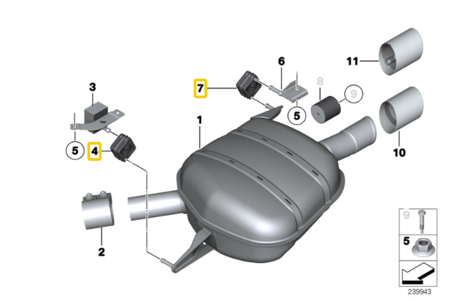 2007-2017 MINI Cooper Exhaust Rubber Hanger Front or Rear Genuine ...