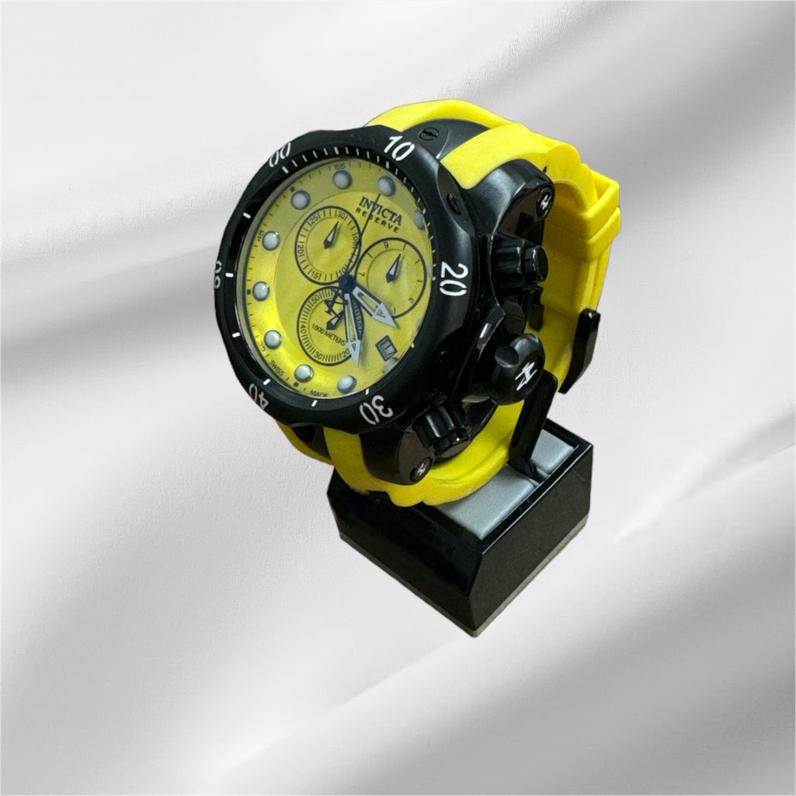 Invicta Men's Reserve Chronograph Yellow Dial Yellow Rubber Watch Model ...