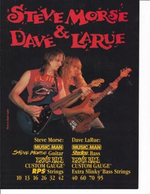 1994 Ernie Ball Stings Print-Ad / Steve Morse & Dave LaRue-Dixie Dregs ...