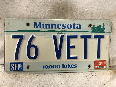 1984 Minnesota Vanity License Plate “76 VETT” | eBay