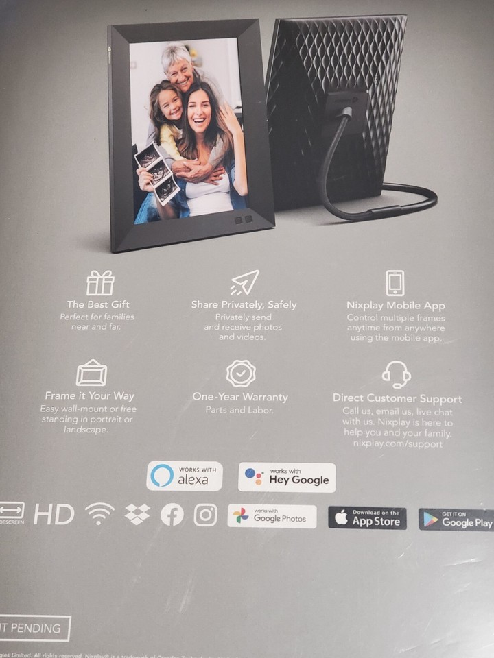 NIXPLAY Picture Frame DIGITAL PHOTO NIXPLAY FRAME 10" HD SMART Wi-Fi ...