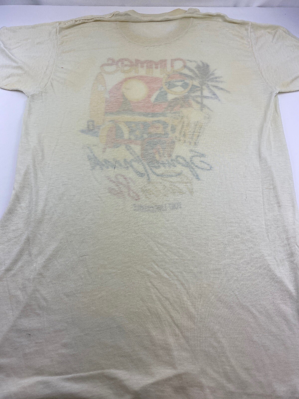 Vtg Off White Spring Break 86 Beach Long Tissue Tee T-Shirt Beach Cover ...