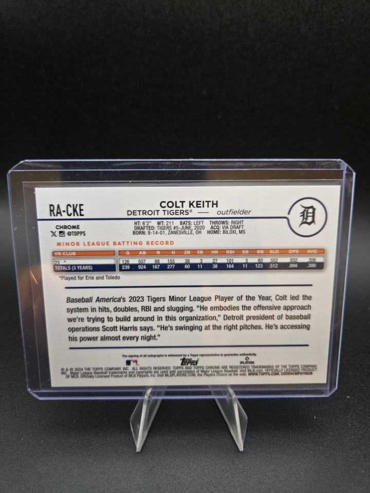 2024 Topps Chrome COLT KEITH On-Card Auto Autograph Rookie Card RC ...