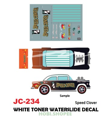 JC-9234 White Toner Waterslide Decals SPEED CLOVER For Custom 1:64 Hot ...