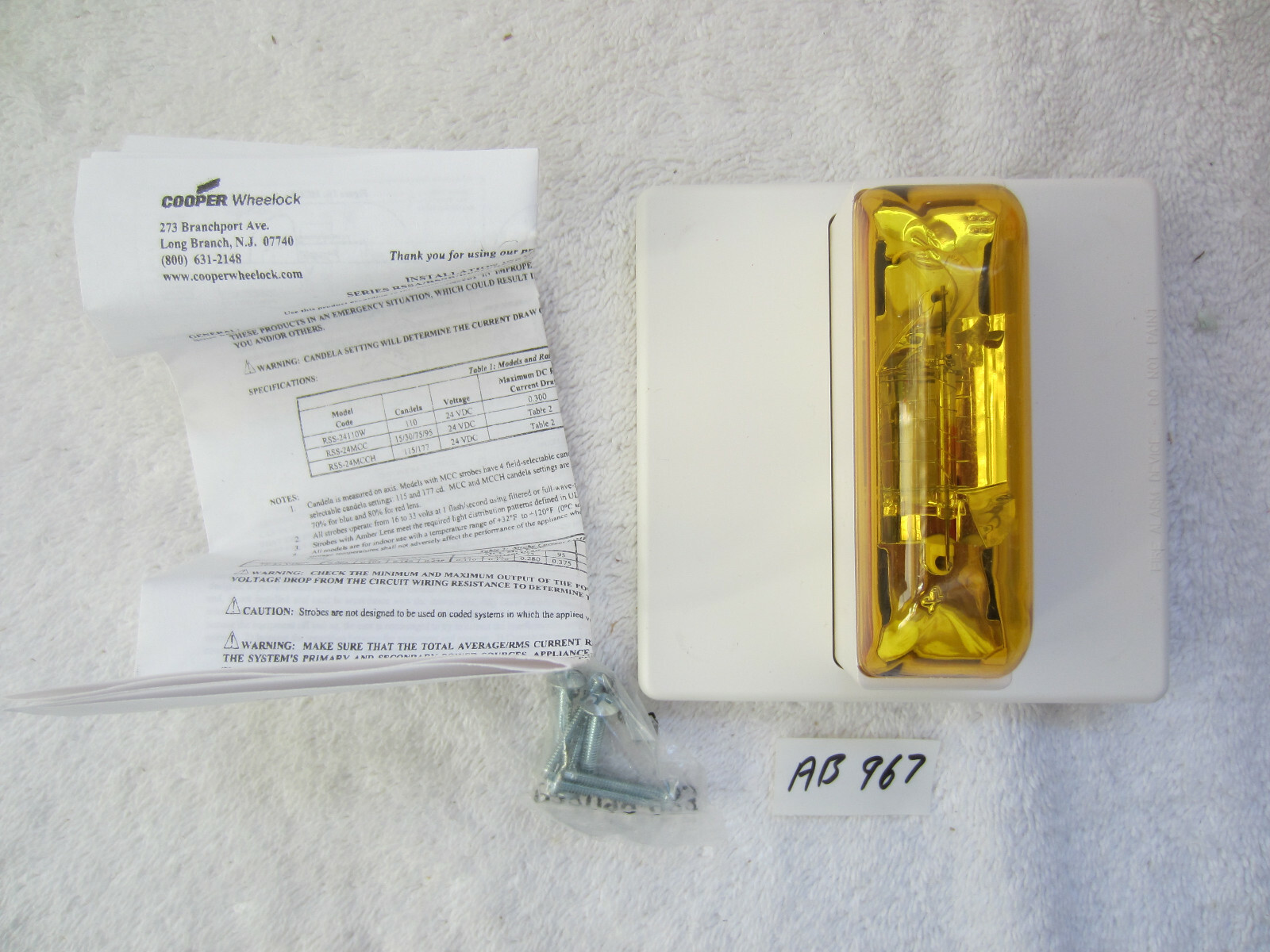 NEW Cooper Wheelock RSSG-24110W-NW Strobe 24 VDC 110cd Green Lens ...
