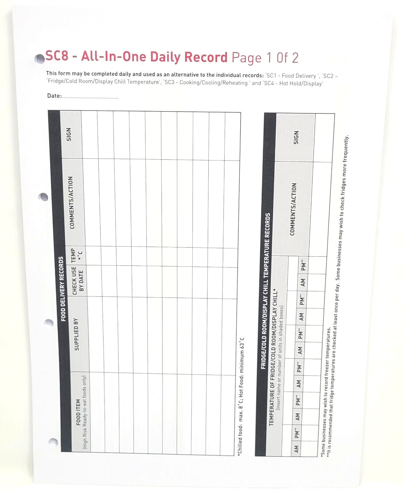 All In One Daily Record SC 8 Forms | Grelly UK