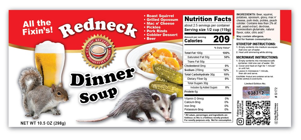 REDNECK FUNNY Soup Can Labels Joke Gag Gift Chili Fart Hillbilly ...