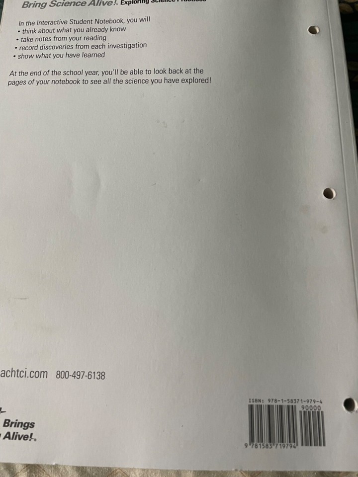 TCI Grade 4- Science student Notebook Bring Science Alive NGSS | eBay