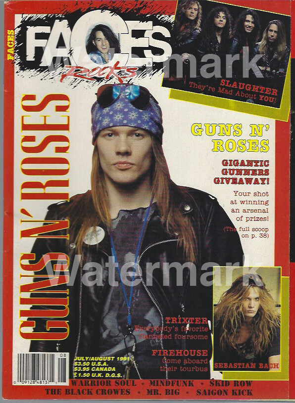 Faces Rocks Magazine 1991 Guns N Roses Skid Row Slaughter Trixter ...