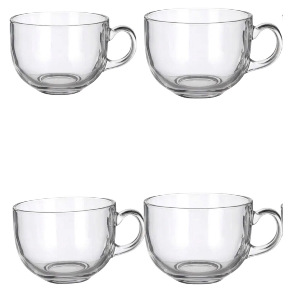 4pcs 15oz Plain Clear Glass Coffee Mug Hot Latte Cappuccino Tea ...