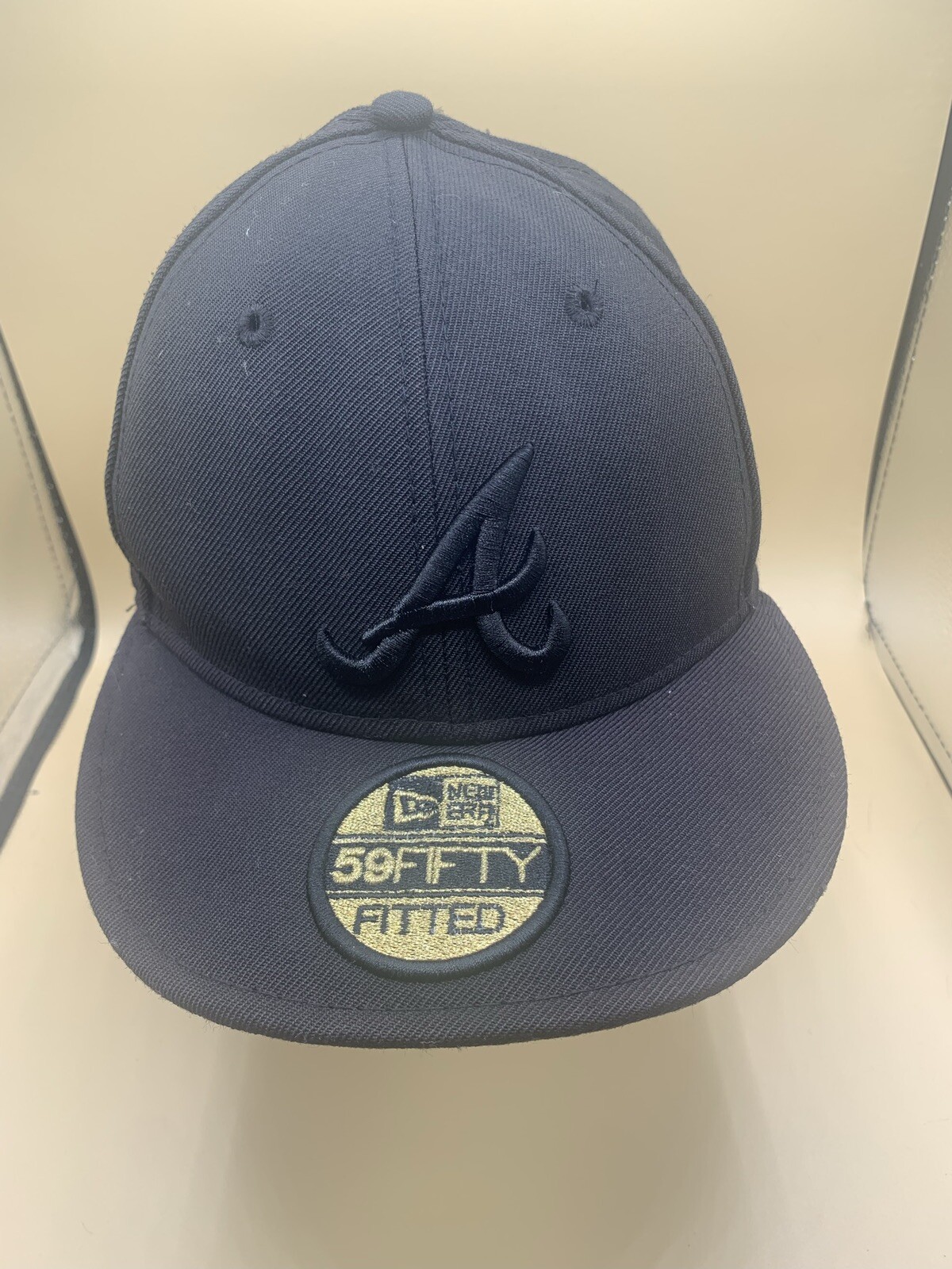 RARE New Era 59FIFTY Fitted Hat ATL Braves Sticker Pa… - Gem