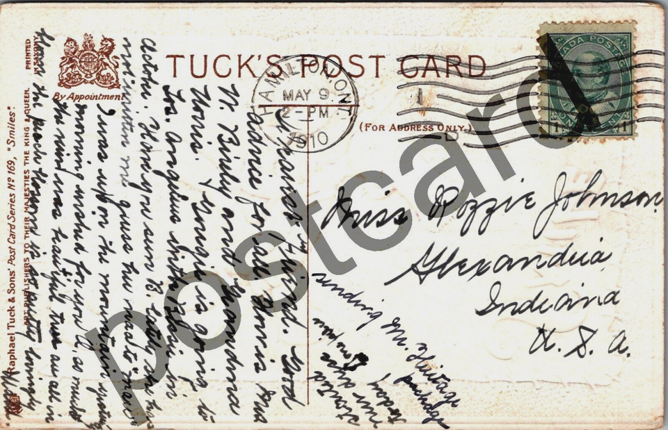 1910 "SMILE giggle and git there!", smoking man, Dwig, Tuck postcard ...