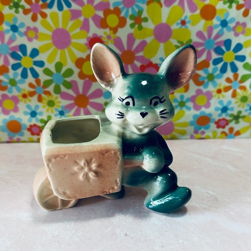 Vintage McCoy? Bunny Rabbit Pulling Cart Planter, Easter, Kitsch ...