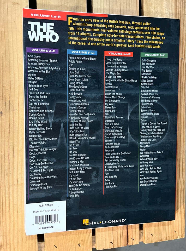The Who : The Definitive Collection (Volume Lo-R) Guitar Tablature | eBay