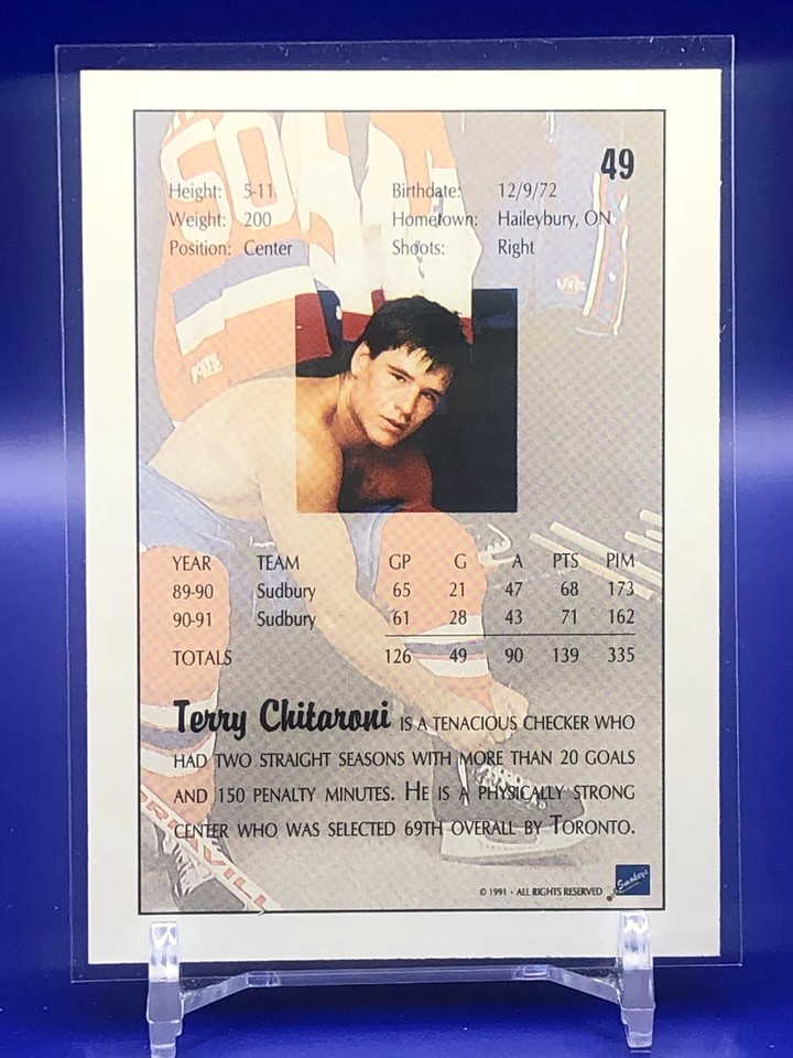 1991 Ultimate Draft #49 Terry Chitaroni | eBay