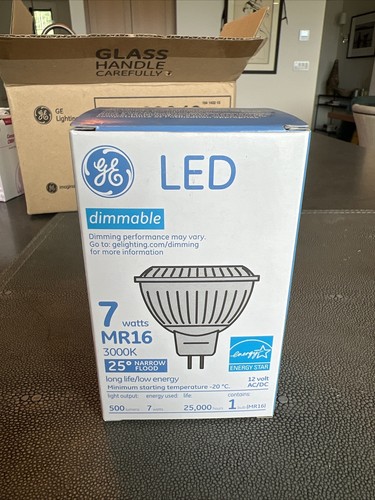 Box Of 6 GE MR16 LED 7 Watts 3000k Bulb DIMMABLE 25 Degree Narrow Flood ...