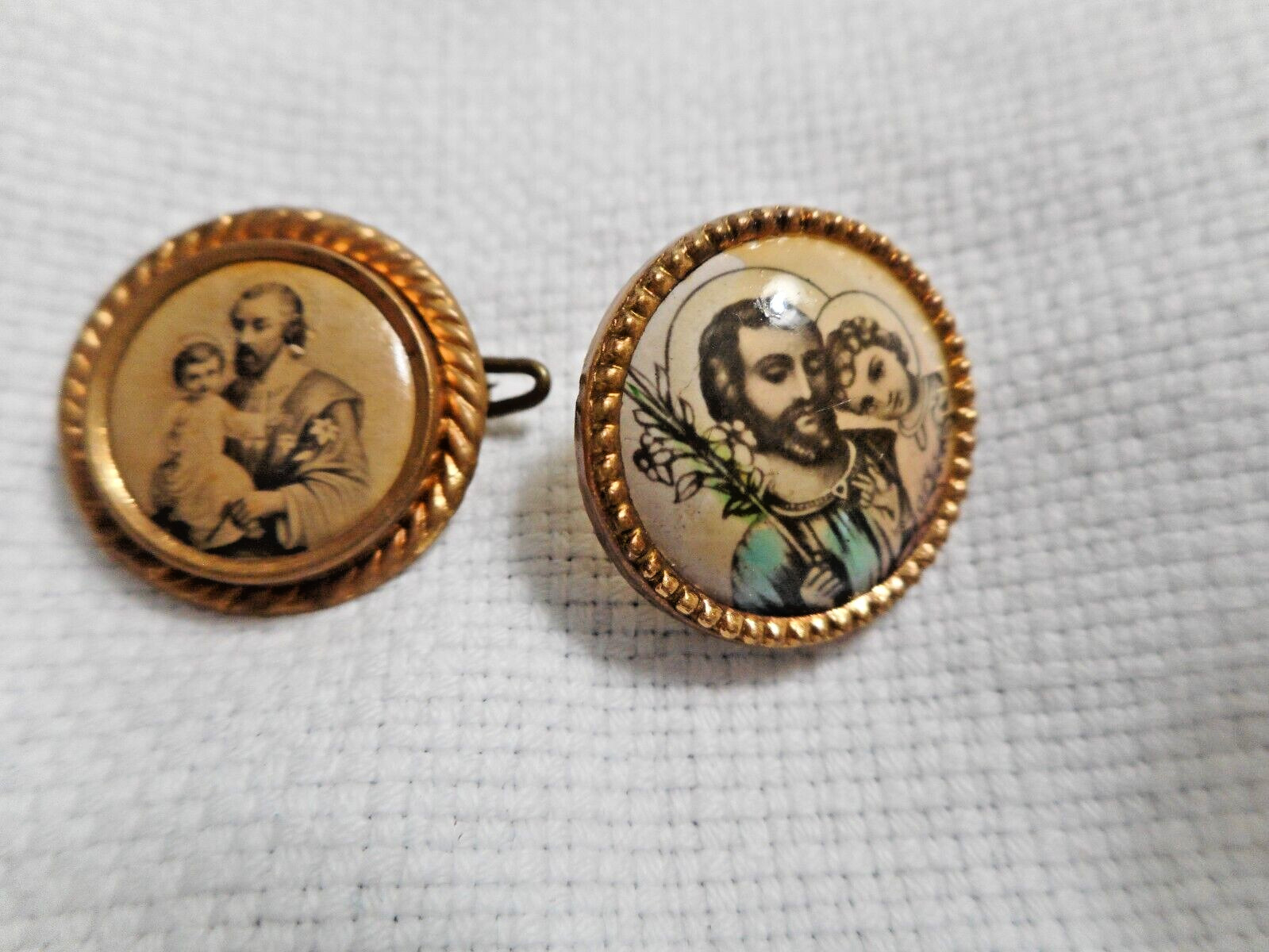 Antique Religious PINS Father Son Jesus Catholic Mini… - Gem