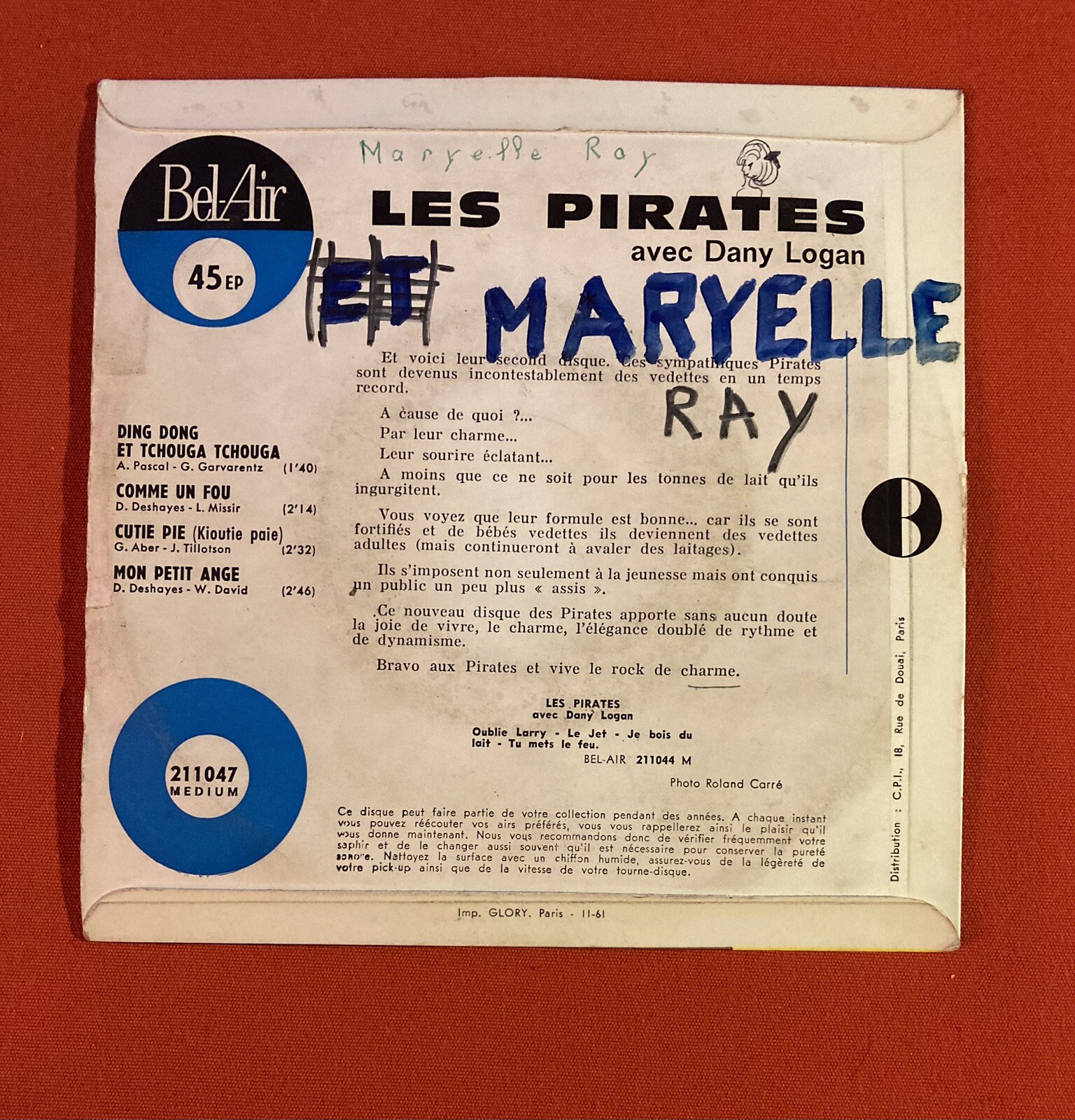 Les Pirates Logan Cutie Pie Ange Ding Dong Tab 211047 Vg- Vinyl 45T EP ...