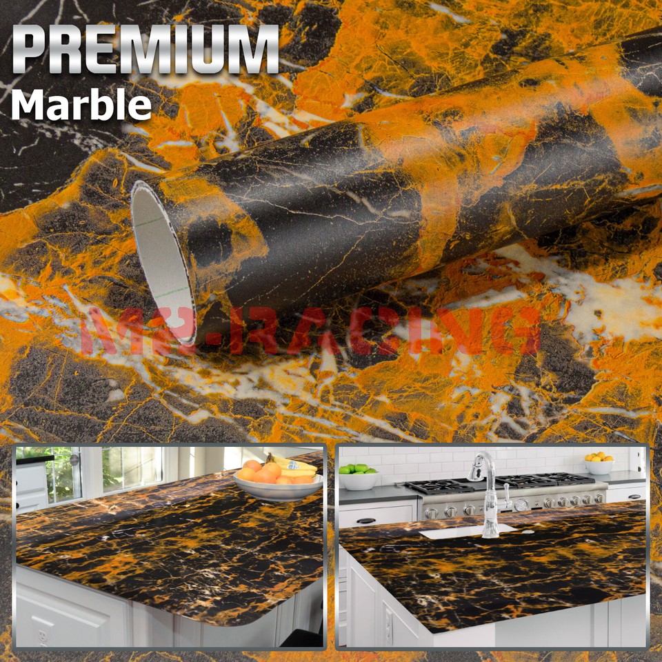 Gloss / Matte Marble Granite Style Vinyl Wrap Self Adhesive Counter Top ...