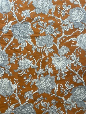 New Fabric Robert Allen Burnt Orange Rust Jacobean Floral Print 7.5 ...