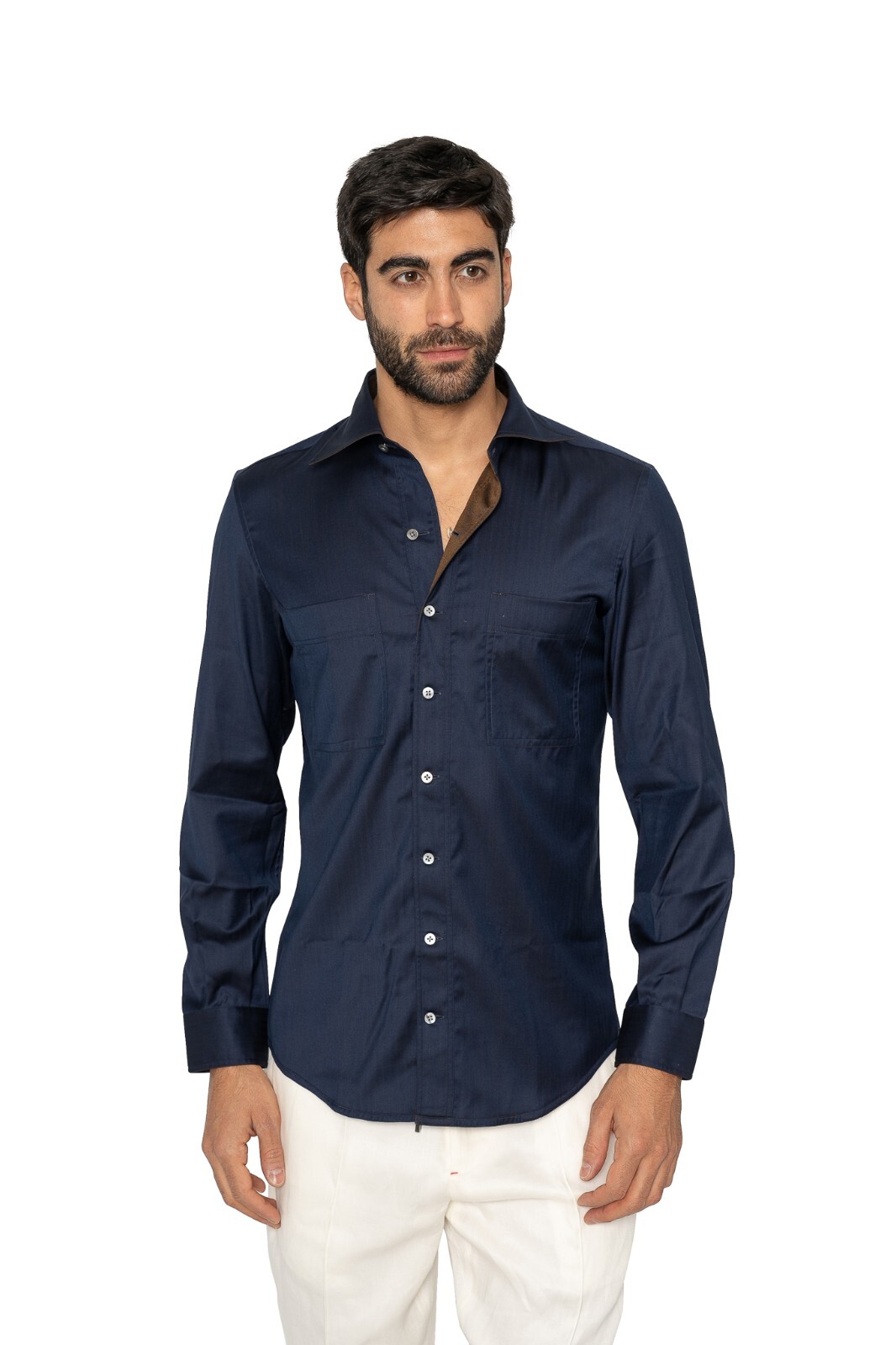 MAROL BOLOGNA Reversible Shirt Blue ERMENEGILDO ZEGNA WOOL 15.5 - 39 | eBay