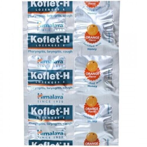 5 Strips X 6 Lozenges Himalaya Koflet-H Orange Flavor With Honey and ...