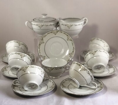 Rose China of Japan Elisa 3808 Patten 7 Cups&saucers Creamer &Sugar ...