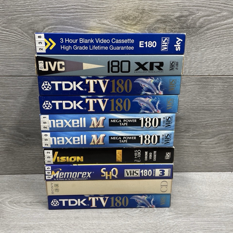10 x Used VHS Tapes Mixed Brands E180 Blank VHS Tapes Bundle (30 Hours) | eBay UK