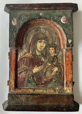 Original Balkans Antique Icon Virgin Mary, wood 17-18 century, Hand ...