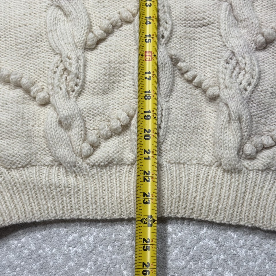 Vintage Sheleen Sweater Women Large Cream Cable Knit Pure Wool Ireland ...