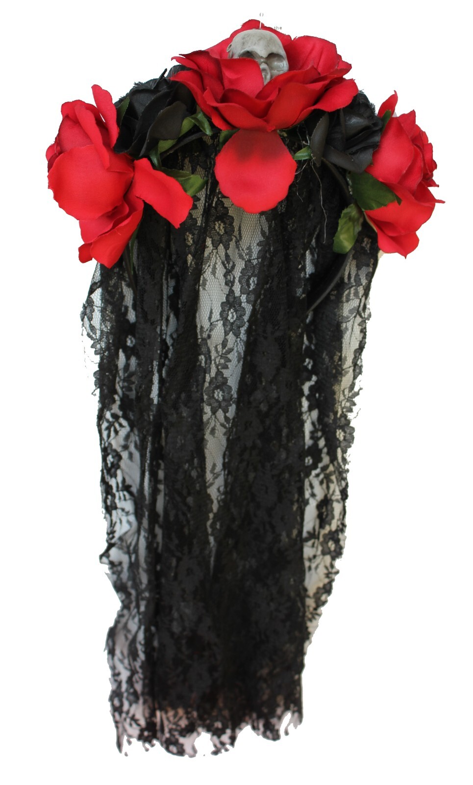 Deluxe Long Veil Black, DOD Dia de los Muertos, Halloween Rose Flower ...