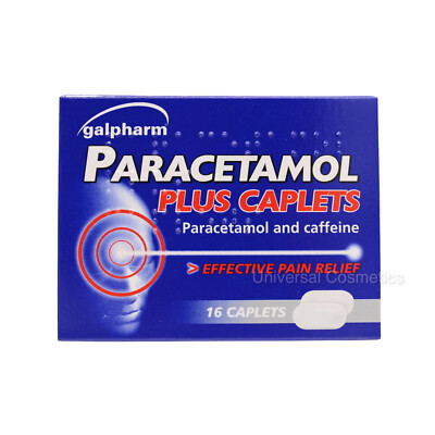 2 Pack Galpharm Paracetmol (Plus) Caplets with Caffeine Max Pain Relief ...