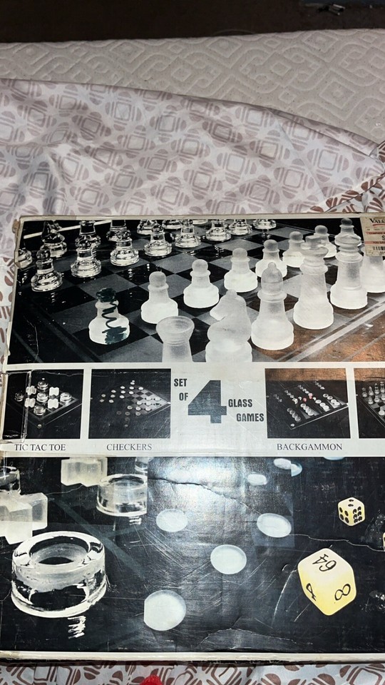 Chess & Checkers, Tic Tac Toe, Backgammon Glass Game 4 In 1 | eBay