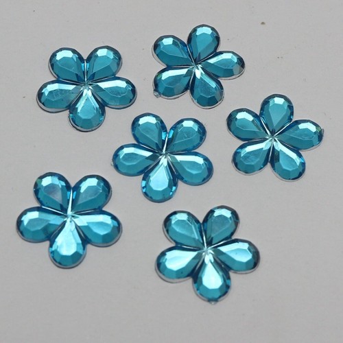 200 Acrylic Flatback Flower Rhinestone Gem 15mm Various Color DIY ...