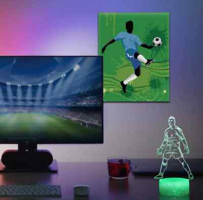 Cristiano Ronaldo Soccer Night Light Sport for children, 3D Lamp, 16 ...