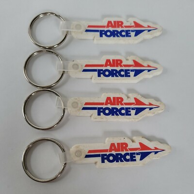 4 Vintage United States Air Force Airplane Keychains Keyrings Plastic ...